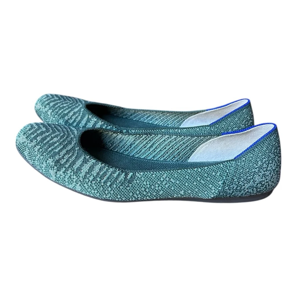 Rothy’s | Shoes | Rothys The Square Flats Metallic Mirage Zebra Green ...